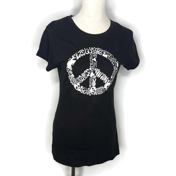 Cruel Girl | Tops | Cruel Girl Peace Sign Graphic Black Tshirt | Poshmark